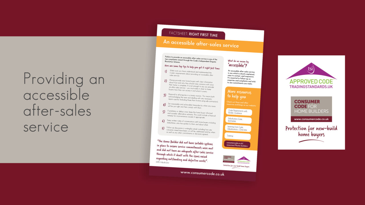 Providing an accessible after-sales service - Consumer Code